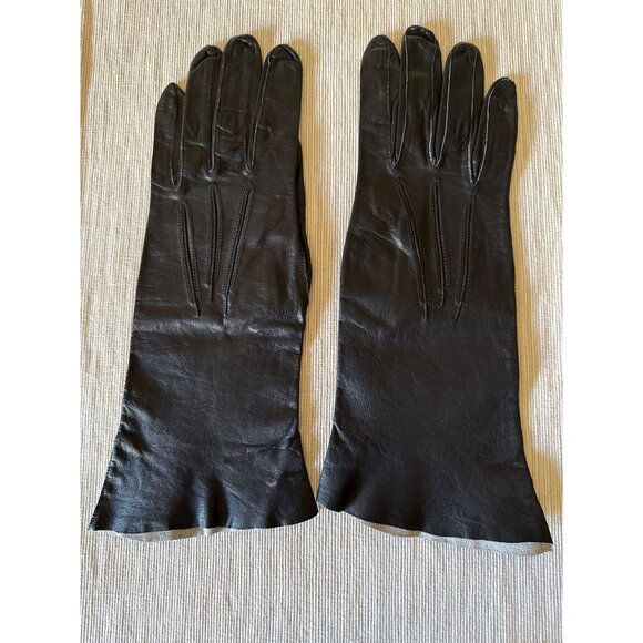 unknown | Accessories | Vintage Black Leather Gauntlet Gloves 95s ...